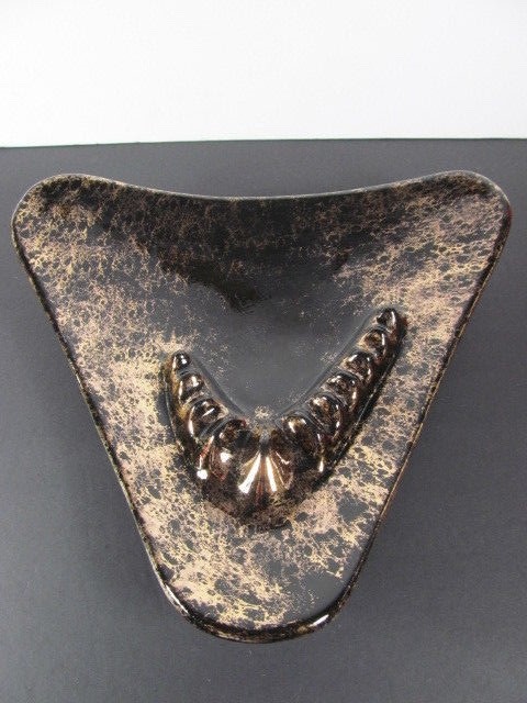VINTAGE ASHTRAY DORIS SCHULTZ HANDCRAFTED BLACK & GOLD CERAMIC ART | eBay