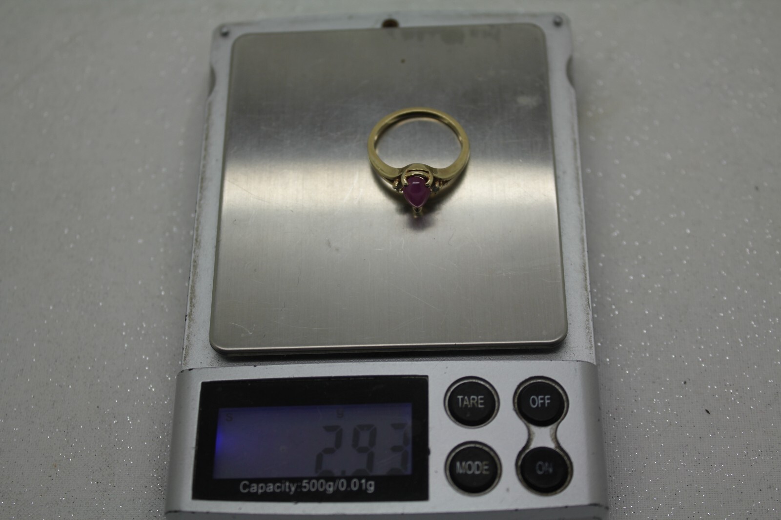 Signed RW 14k Yellow Gold PINK SAPPHIRE LINDE STAR DIAMOND accent RING ...
