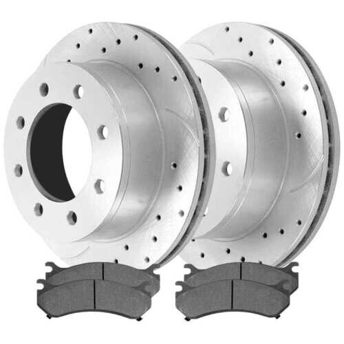 Rear Drilled Slotted Brake Rotors & Ceramic Pads For Chevy GMC 2500 ...