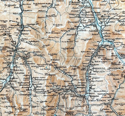 Map St Beal And Bagneres Southern France Rare 1914 Lithograph WW1 Era ...