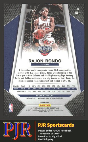 2017 Panini Prizm #124 Rajon Rondo Prizms Red White and Blue Pelicans ...