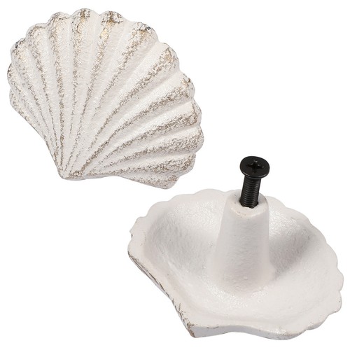 2 Pcs White Seashell Dresser Knobs Beach Cabinet Drawer Vintage Theme ...