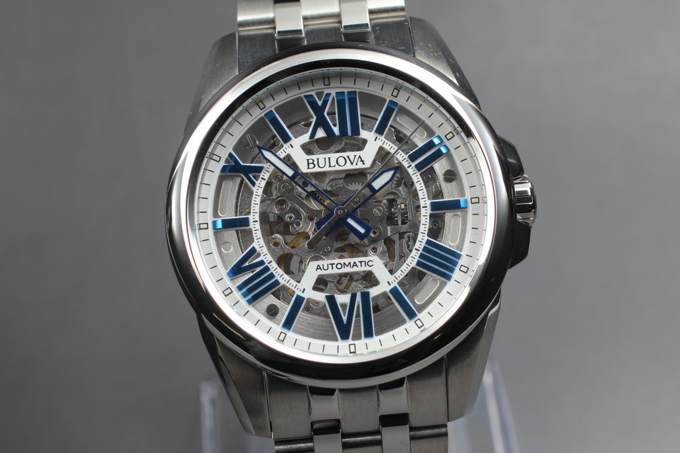 [MINT in Box] BULOVA 96A187 Sutton Blue Silver Automatic Men's Watch ...