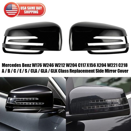 Mercedes W204 W212 W117 C E S GLA Class Gloss Black Side Mirror Cover ...