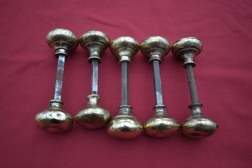 Antique reclaimed Victorian brass door knobs set of 5 Lot 2 | eBay