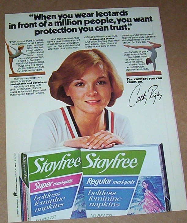 1979 print ad - Stayfree feminine napkins Gymnast CATHY RIGBY ...