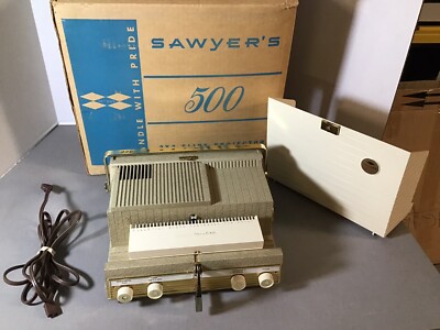 VINTAGE SAWYERS 500 SLIDE PROJECTOR WITH CASE AND ORIGINAL BOX VERY ...