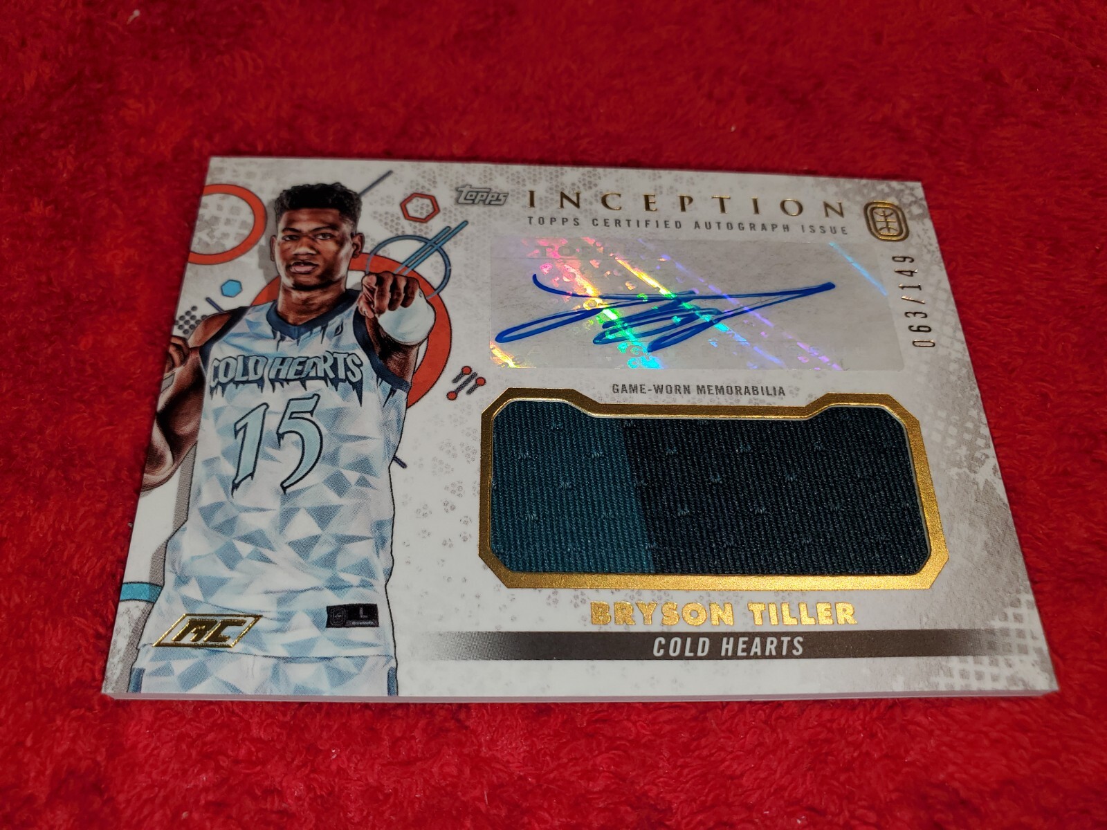 2023 TOPPS INCEPTION OVERTIME CARD OF BRYSON TILLER RC AUTO RELIC #063/ ...