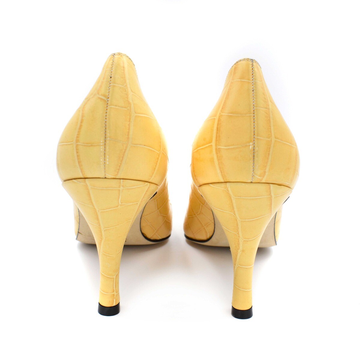 New $250 Escada Melon Orange Croc Embossed Leather High Heels Pumps ...