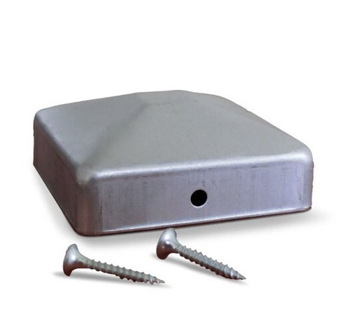 Fence post Tops Galvanised Pack Of 4 Pyramid Square Galvanised Metal ...