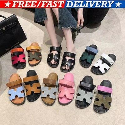 Women Sandals Flat H-band Slide Sandal Summer Beach Slip on Fashion ...