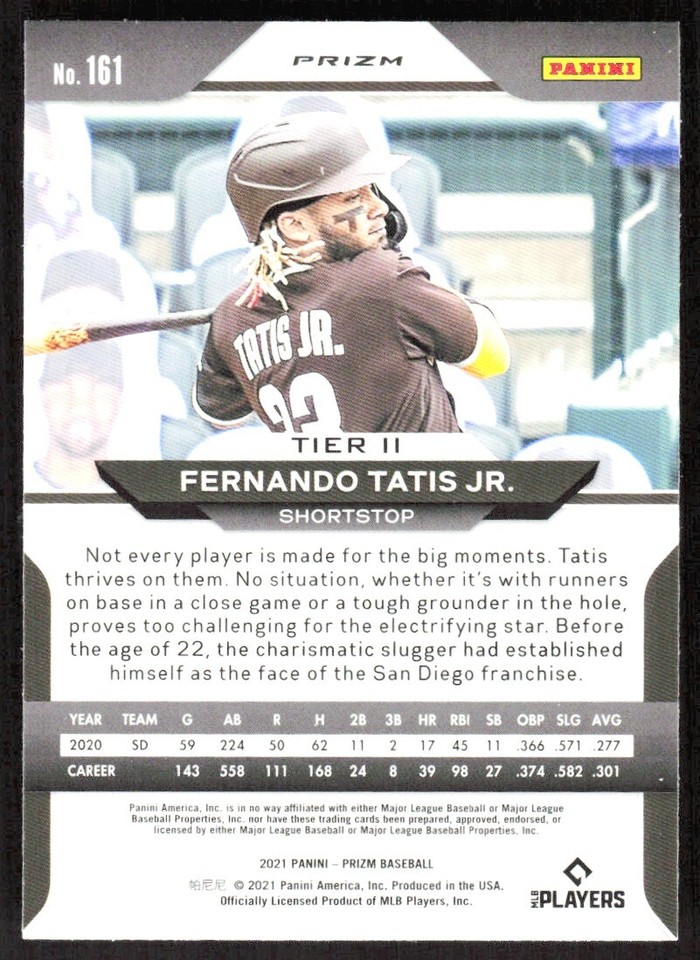 2021 3682A Panini Prizm Purple PRIZM Fernando Tatis Jr. San Diego ...