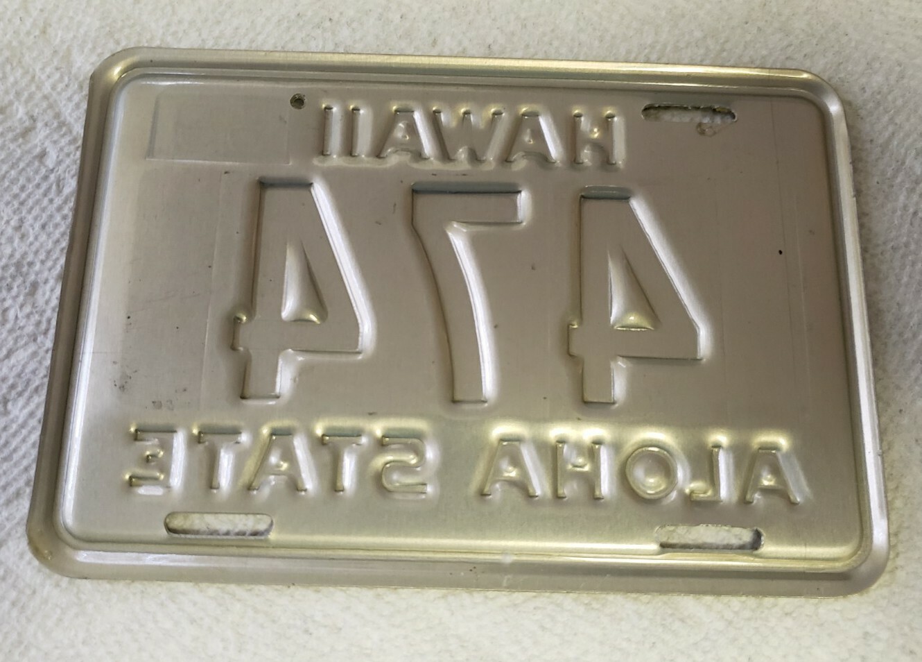 Vintage 1969 Hawaii Motorcycle License Plate 3 - Digit #474 | eBay