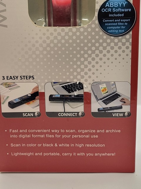 VuPoint Magic Wand Portable Scanner with Color LCD Preview Display (Red ...