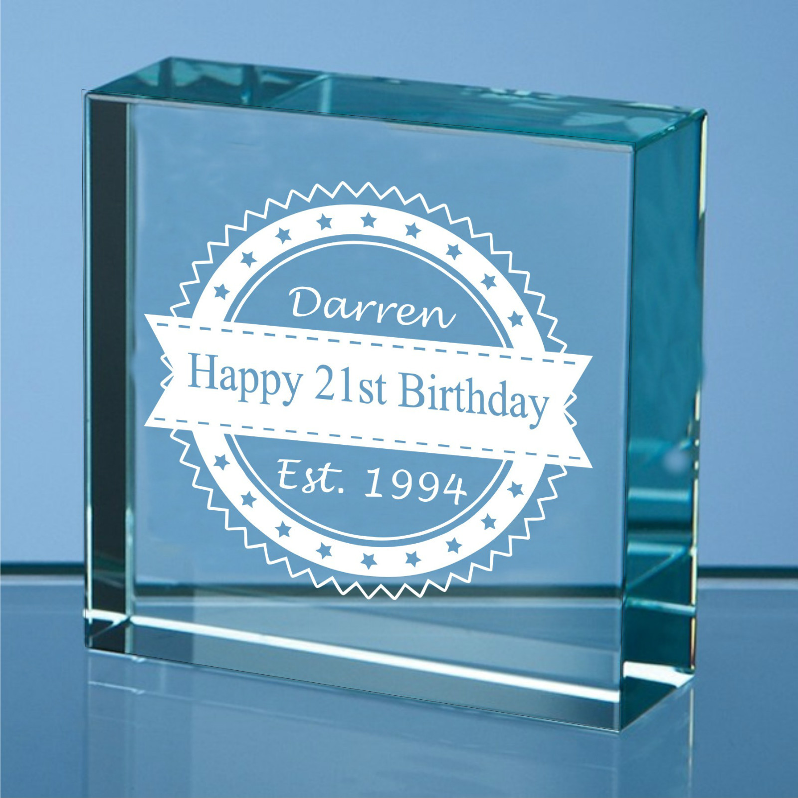 personalised engraved glass block birthday gift 70th 75th 65th birthday ...