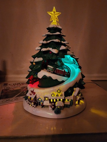Avon 2007 Lighted Christmas Holiday Tree With Train Lights Animated ...
