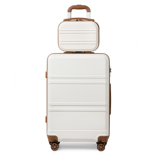Cream Hard Shell Cabin ABS Trolley Case Travel 4 Wheels Luggage Set ...