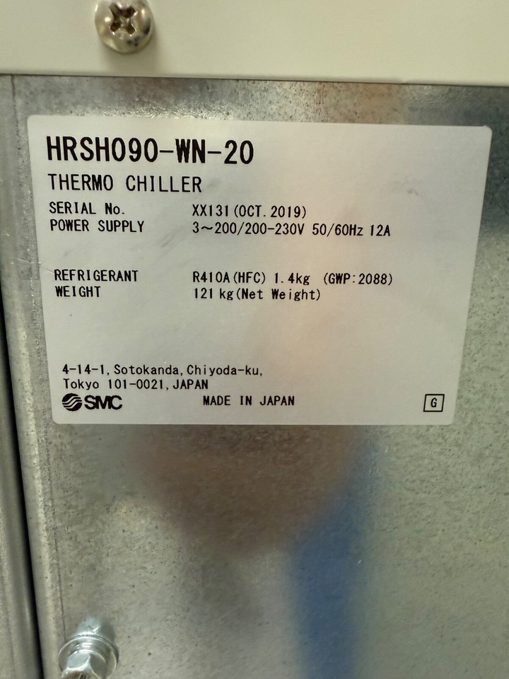 SMC HRSH090-WN-20 THERMO CHILLER OCT. 2019 (13 available) | eBay