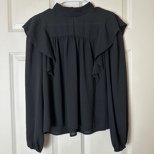 WAYF Black Long Sleeve Ruffle Blouse Women Size S | eBay