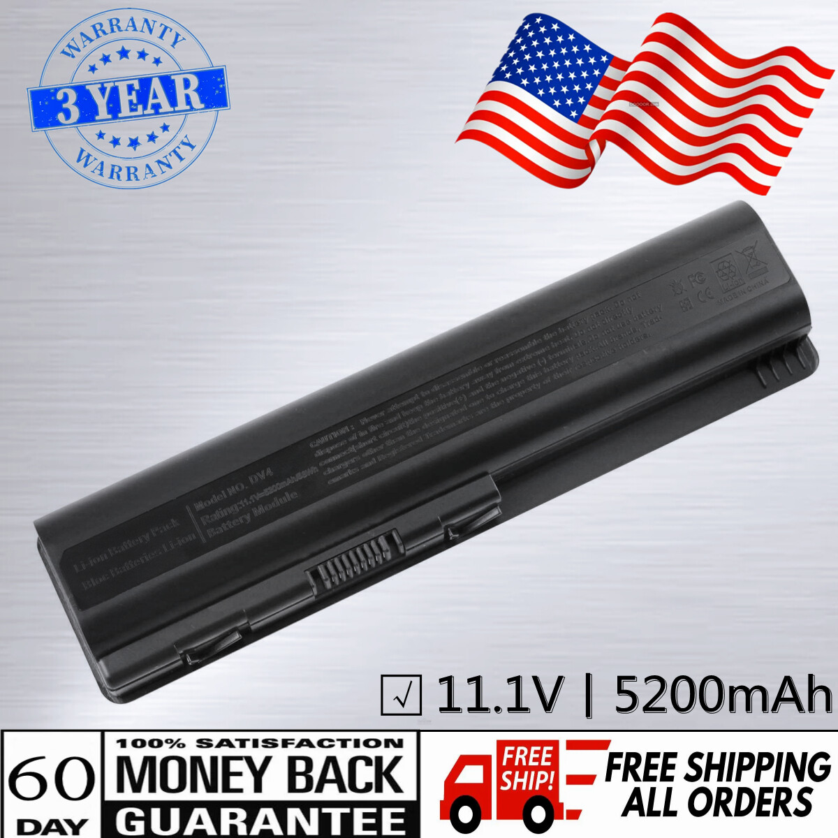 Battery for HP Compaq Presario CQ40 CQ45 CQ50 CQ60 CQ61 DV4 DV5 485041 ...