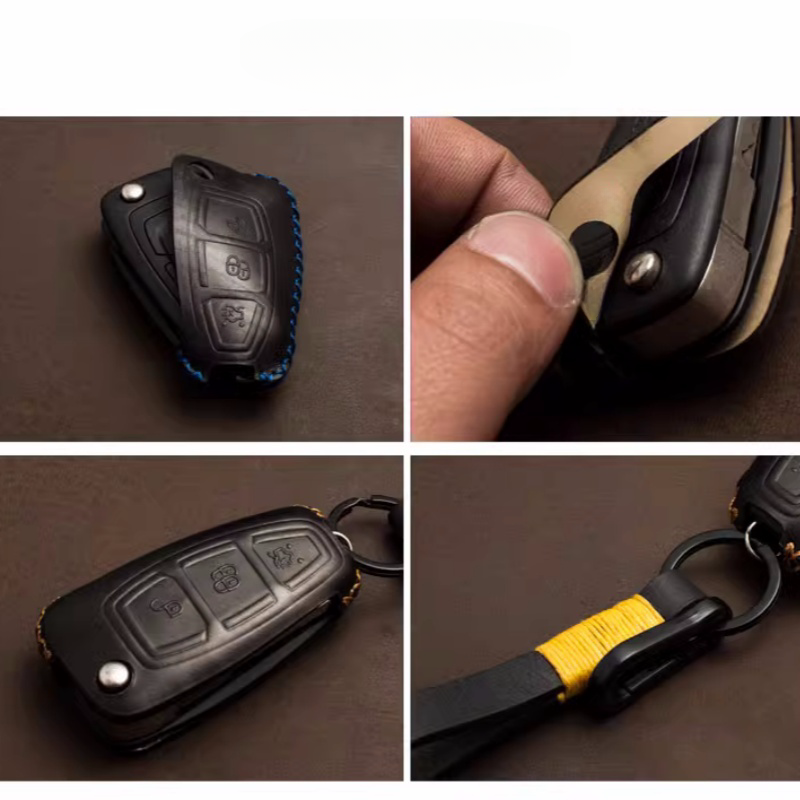 Genuine Leather Car Key Fob Case Case For Ford Focus S-Max Ranger ...