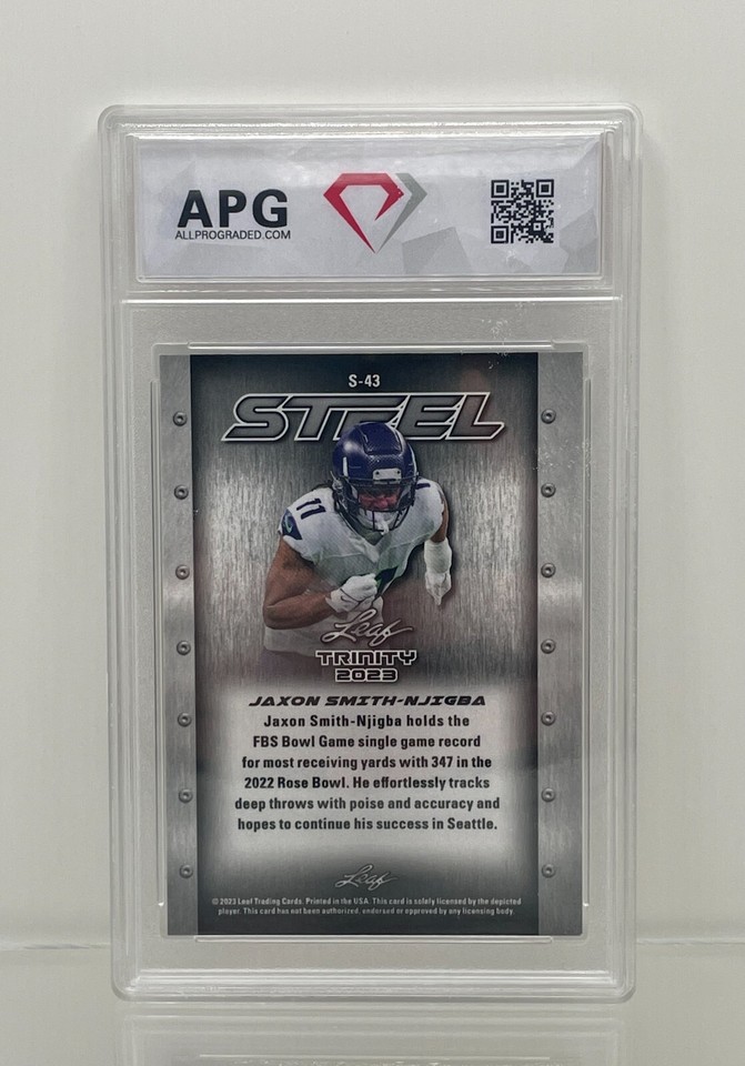 Jaxon Smith-Njigba 2023 Leaf Trinity Steel Lava #S-43 APG Graded Gem ...