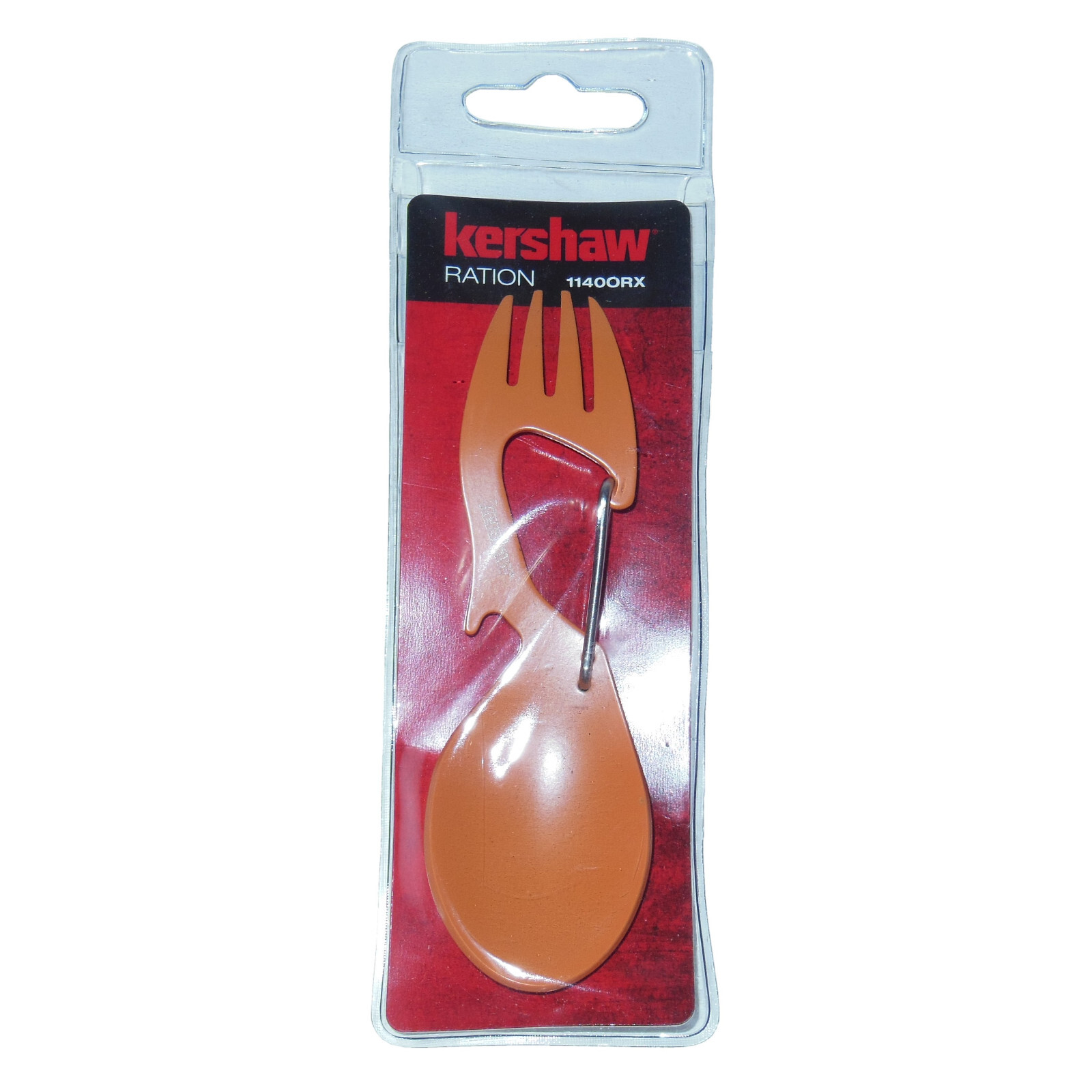 New Kershaw Ration Orange Spoon/Fork/Bottle Opener/Carabiner Eating ...