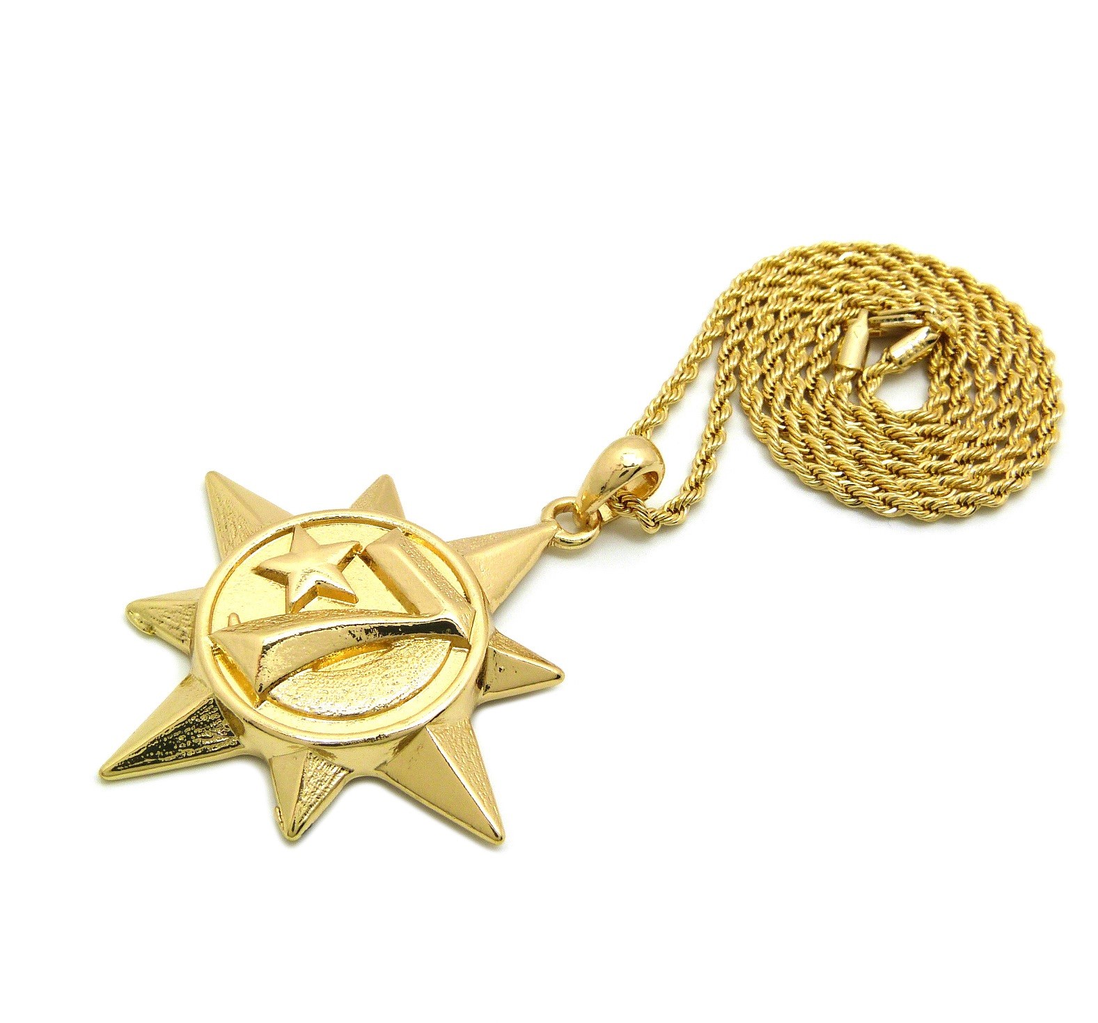 NEW 7-STAR PENDANT & 24" BOX/CUBAN/ROPE CHAIN HIP HOP NECKLACES ...