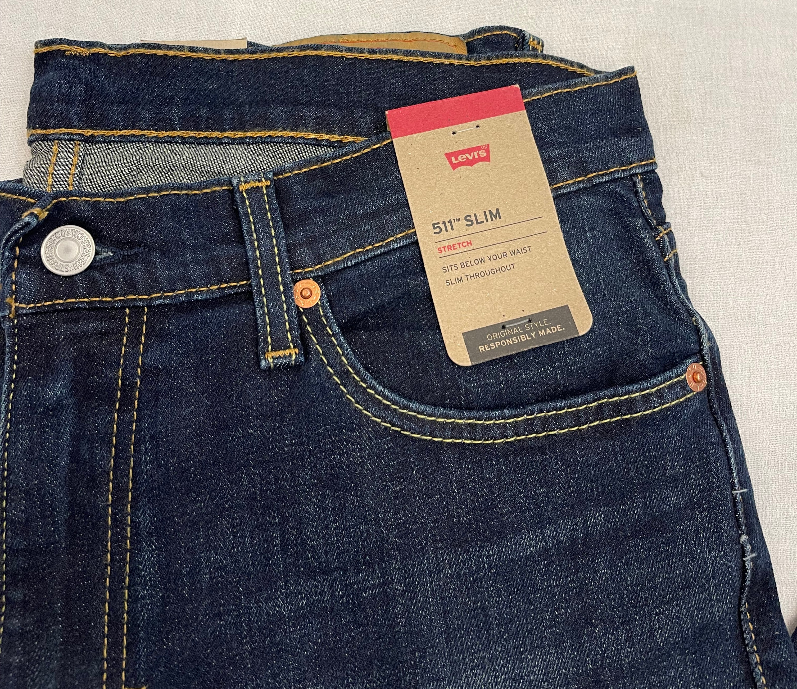 Levis 511 Mens Slim Fit Stretch Jeans 36X30 Dark Blue W36L30 #1390 | eBay