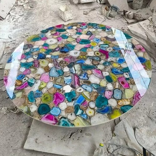 Handcrafted Mix Agate Coffee Table – Unique Natural Stone, Luxury Home ...