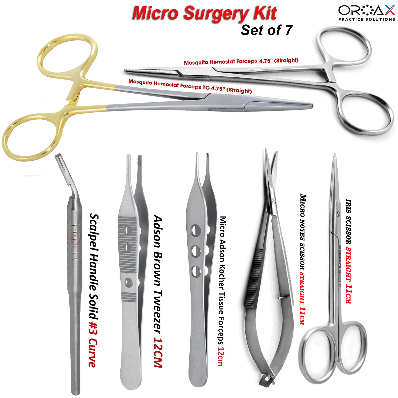 7PC Minor Micro Surgery Surgical Veterinary Dental Instruments Student ...