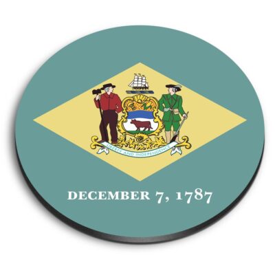 1x Round Fridge MDF Magnet Delaware Flag Vector Emblem #60745 | eBay UK