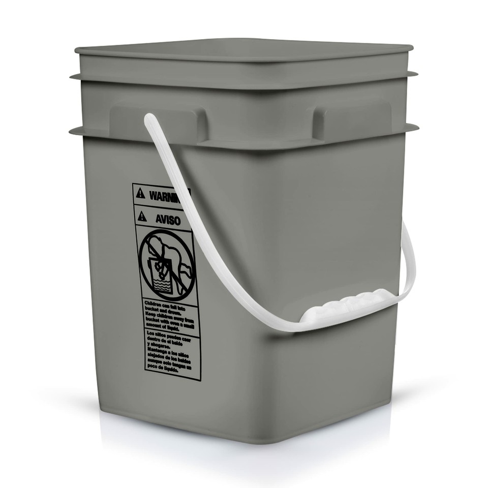 4 Gallon Square Food Grade Bucket Pail with Plastic Handles and Lids ...