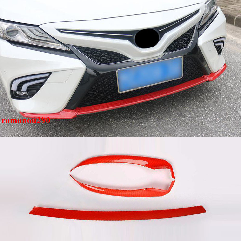 For Toyota Camry 2018-2020 Red Carbon Fiber Car Front Bumper Moulding ...