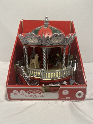 Holiday Time Musical Light Up Animated Christmas Carousel in Box | eBay