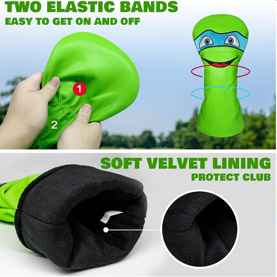 Cute Ninja Turtles Leather Golf Head Cover For Driver Fairway Wood ...