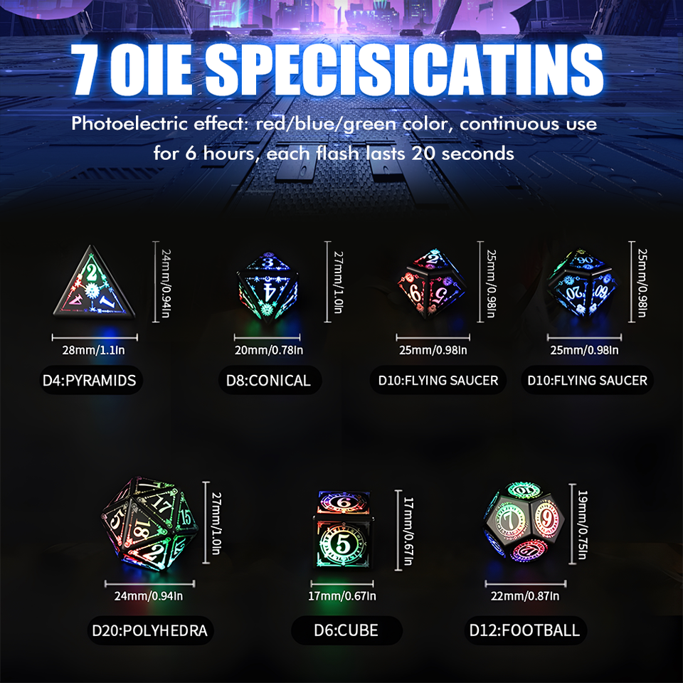 Light Up LED Dice Set Shake To Glowing DND Dice For Role Playing ...