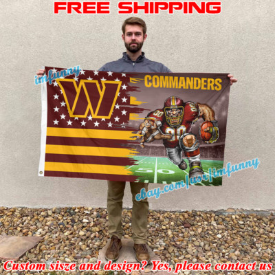 Deluxe Washington Commanders Stars Stripes Mascot Flag Banner 3X5 FT ...