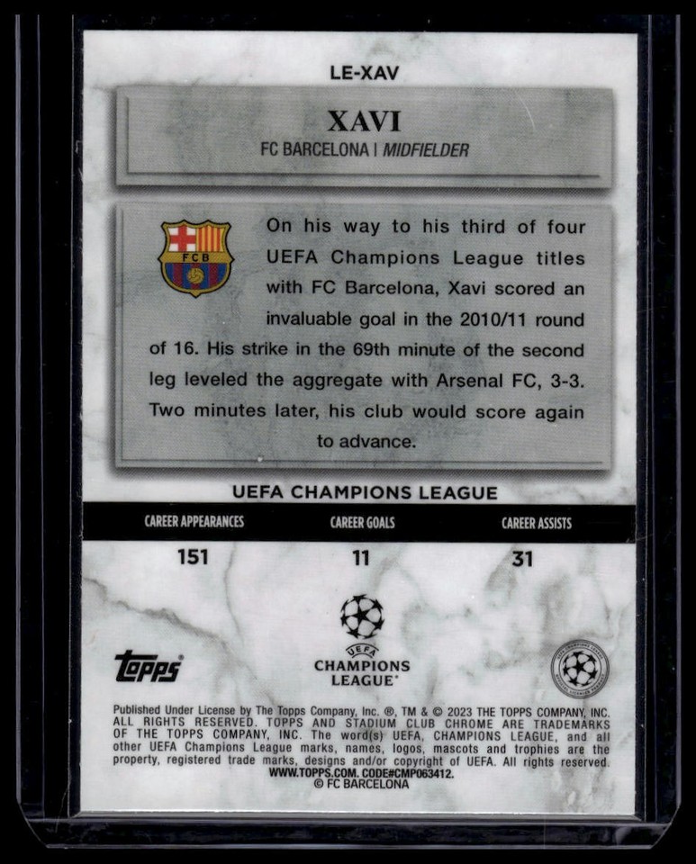 2022-23 Stadium Club Chrome UEFA #LE-XAV Xavi Legends of Europe | eBay