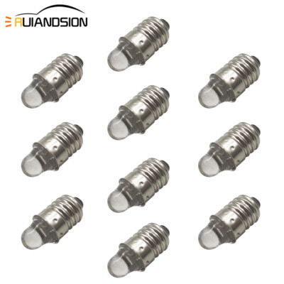 10pcs E10 LED Screw Base Globe Bulb Cool White 3V DC Torch Flashlight ...