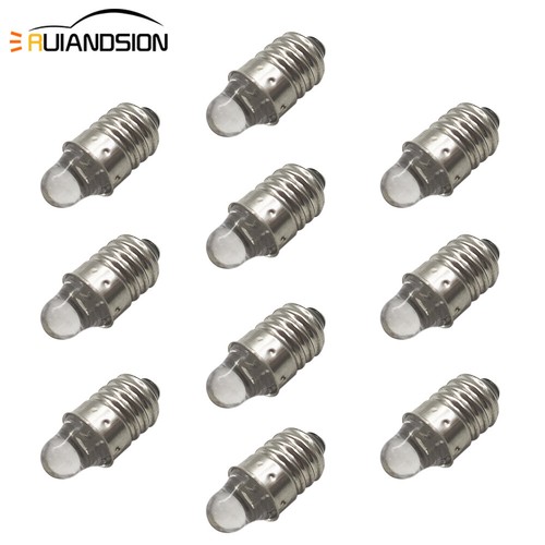 10pcs E10 LED Screw Base Globe Bulb Cool White 3V DC Torch Flashlight ...
