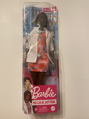 Barbie Doctor Doll 12-in Brunette Hair Curvy Shape Doctor Afro American ...