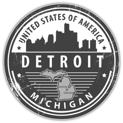 Detroit City Michigan USA State Vintage Emblem Car Bumper Sticker Decal ...