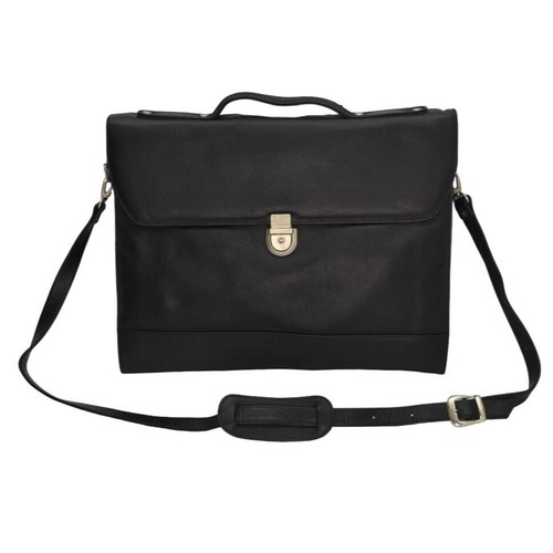 Vintage Black Leather Attache Portfolio Briefcase Flap Over Case | eBay