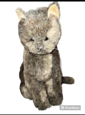Vintage REAL SOFT TOYS Cat Plush Stuffed Toy Watford Gray Brown ...