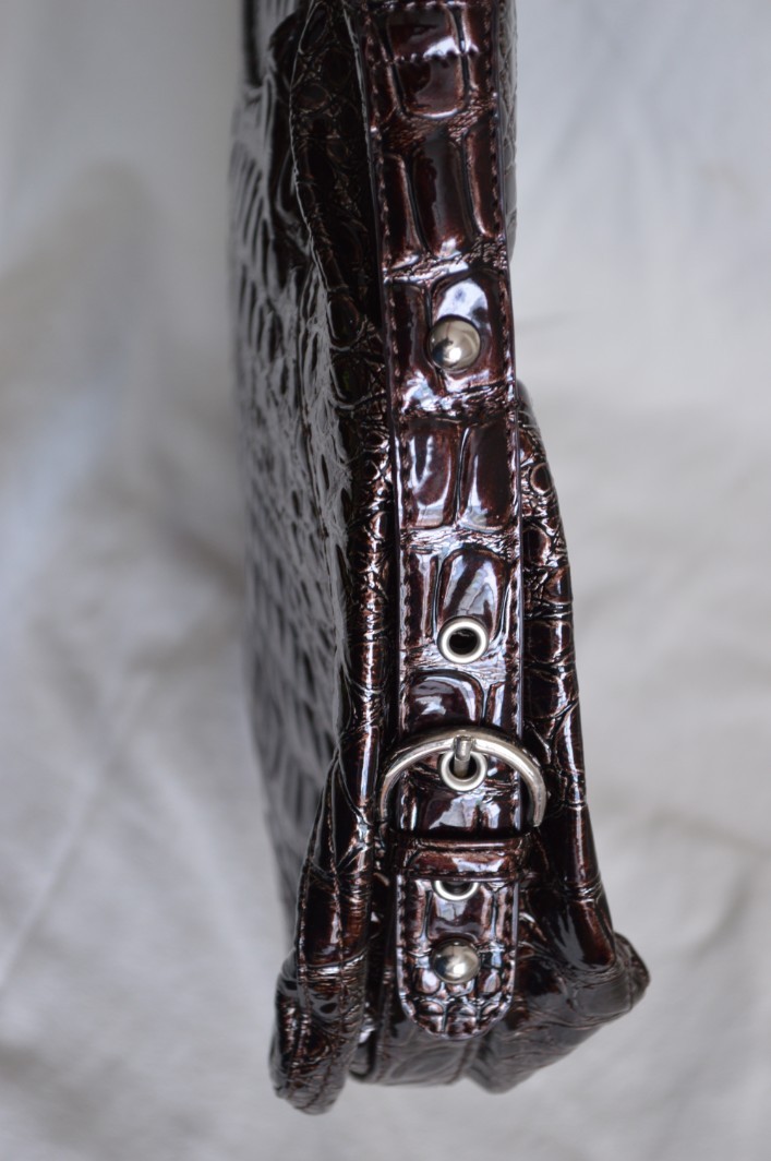 Marco Shoulder Purse Hand Bag Brown Faux Alligator Skin NEW Zip Closure ...