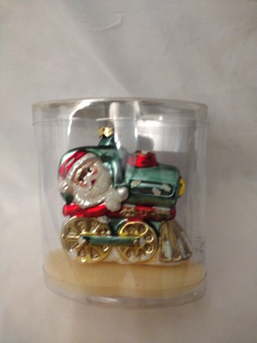 Glass By Peschka "Santa The Train Conductor" Christmas Ornament | eBay