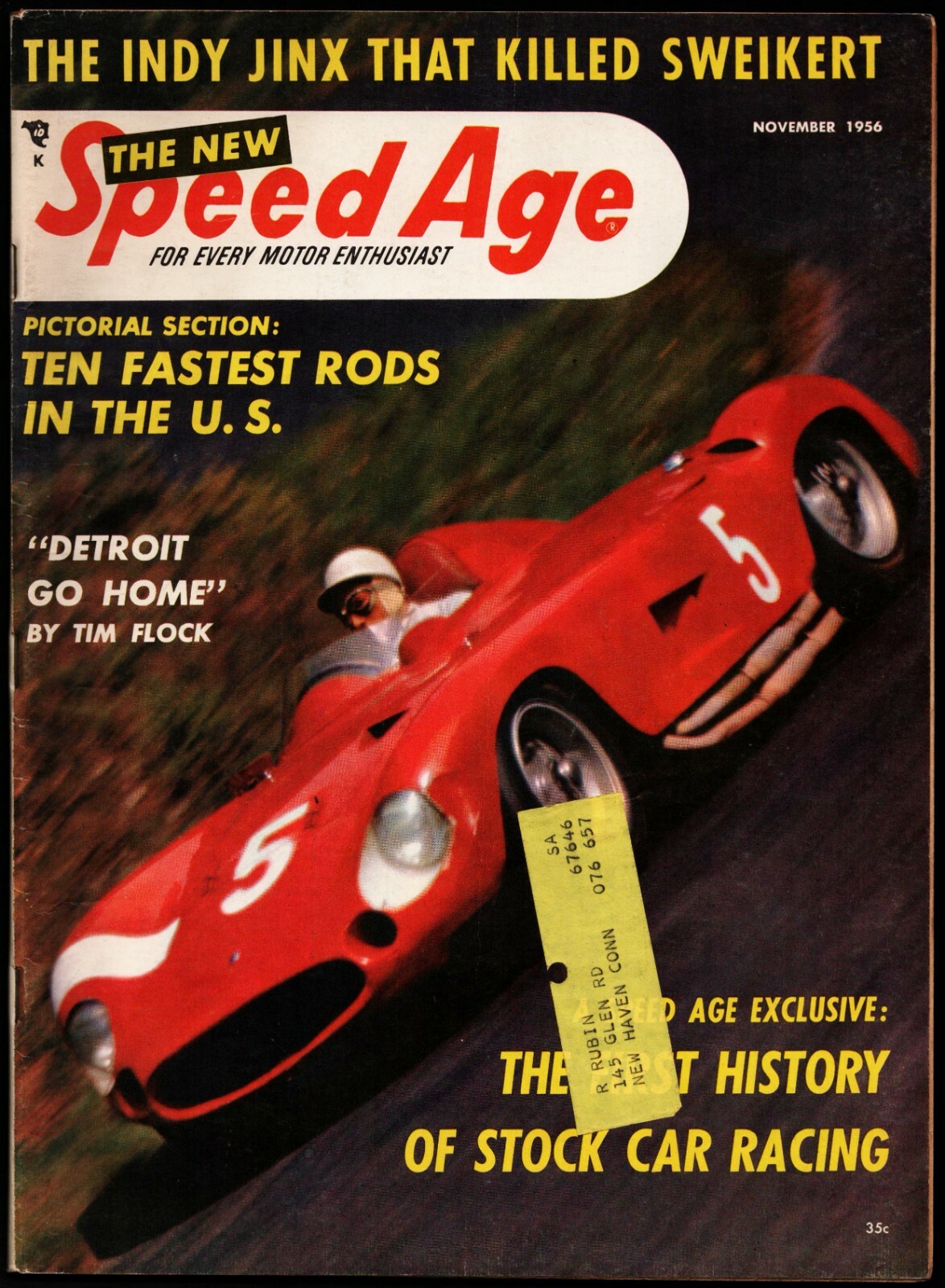 NOVEMBER 1956 SPEED AGE MAGAZINE, STOCK CAR RACING HISTORY, BOB ...