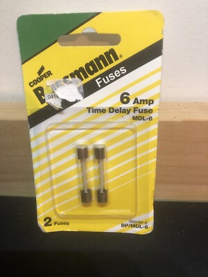 4 Packs Bussmann 6 amps MDL-6 Glass Time Delay Fuses - 2 Fuses Per ...