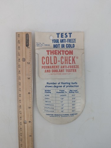 Vintage Thexton Cold Check Anti-Freeze Hold Pouch Plastic Sleeve Gas ...